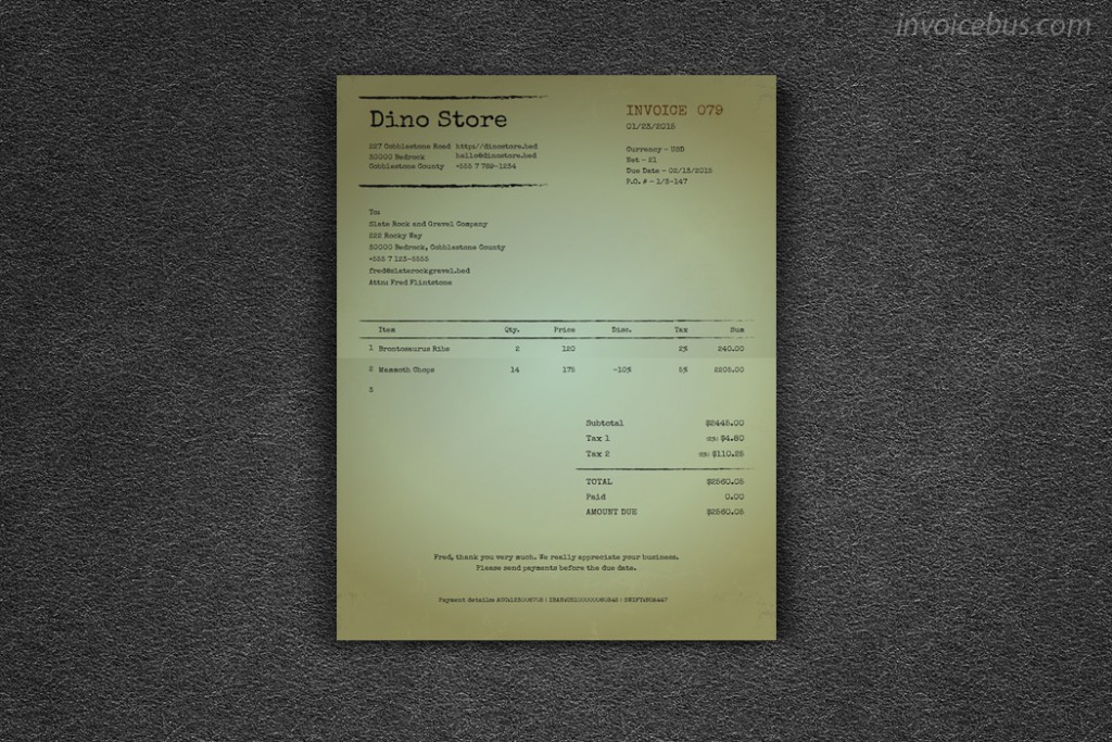 Vintage Invoice Template - Lotus