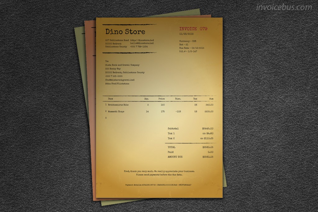 Vintage Invoice Template - Lotus